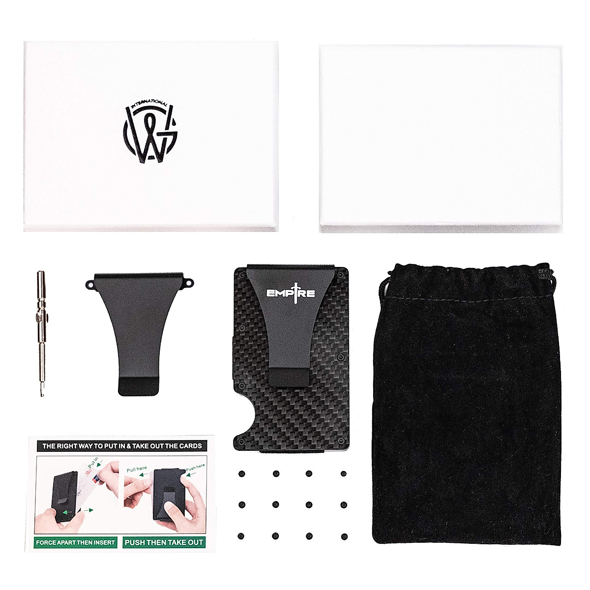 WG INTERNATIONAL Empire Carbon Fiber Wallet, RFID Protected Slim Minimalist Wallet for Men, Holds 12 Cards & 9 Bills, Money Clip, Gift for Working Professionals