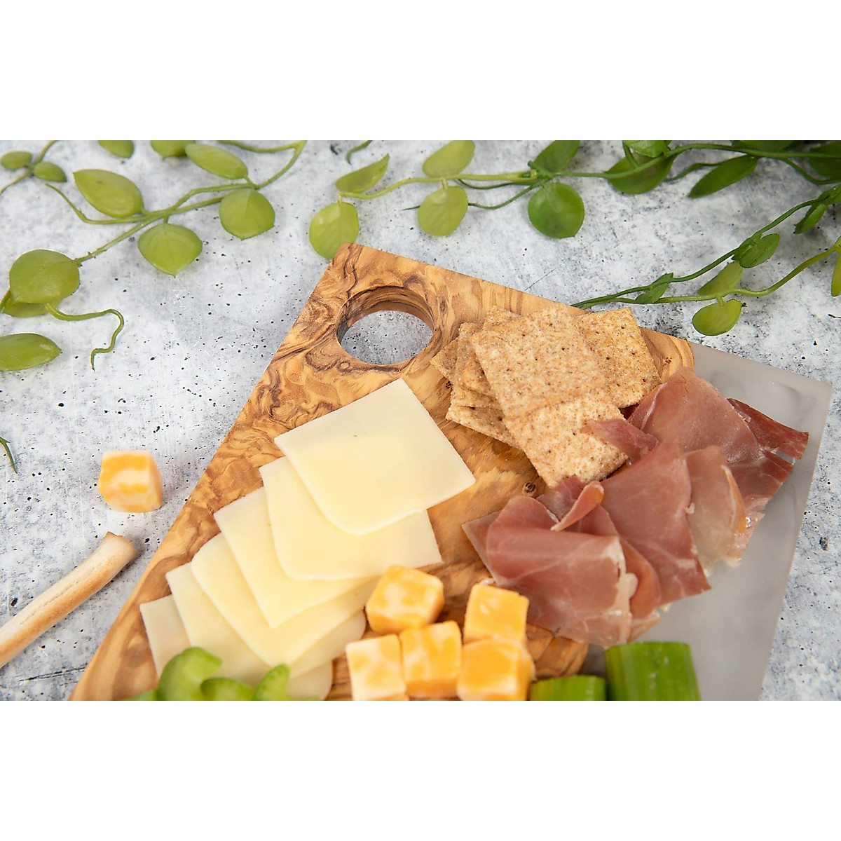 Urthwood Studios Handmade Olive Wood Charcuterie Board with Epoxy Resin, Cheese Boards & Party Serving Tray, Wooden Epoxy Serving Board, Meat Fruit Cheese Chopping and Cutting Board, Unique Gift