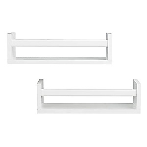 AHDECOR Nursery Room Bookshelf Wall Mount White Floating Shelves, Display Wall Shelf for Kids Room, Kitchen Spice Rack, Bathroom Decor, Book Shelves Organizer or Baby Nursery, Set of 2, 15 inch