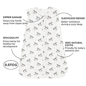 Duomiaomiao Unisex Baby Sleep Sack TOG 0.5, 100% Natural Cotton Baby Sleeping Bag, Super Soft Lightweight Sleeveless Sleep Sacks with 2-Way Zipper, Summer Wearable Blanket for Girls Boys