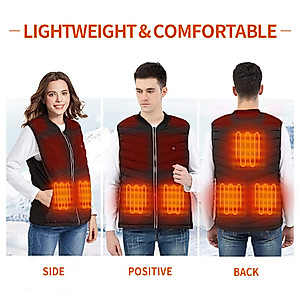 Srivb Heated Vest, USB Charging Heating Vest for Men Women Washable Body Warmer with Battery Pack for Outdoor Camping