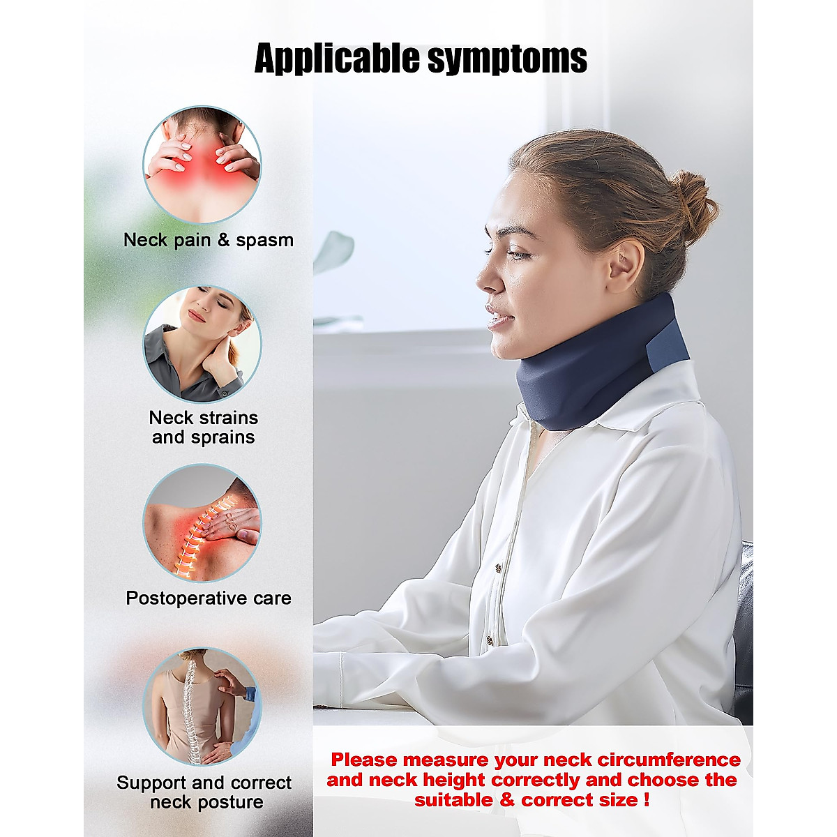 BLABOK Neck Brace for Sleeping - Cervical Collar Relief Neck Pain and Neck Support Soft Foam Wraps Keep Vertebrae Stable for Relief of Cervical Spine Pressure for Women & Men Blue(12.6-15.8 inch)