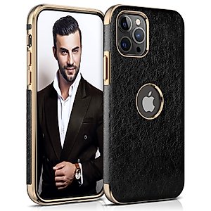 LOHASIC for iPhone 12 Pro Max Leather Case, Slim Luxury Elegant Men Women Business PU Cover Soft Non-Slip Grip Shockproof Anti-Scratch Protective Phone Cases for iPhone 12 Pro Max 6.7 inch - Black