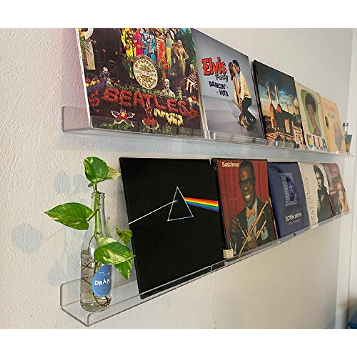 Cq acrylic 4 Pack Clear Acrylic Floating Wall Ledge Shelf,15" Invisible Wall Mounted Nursery Kids Floating Bookshelf for Kids Room,U Modern Picture Ledge Display Toy Storage Wall Shelf,Clear