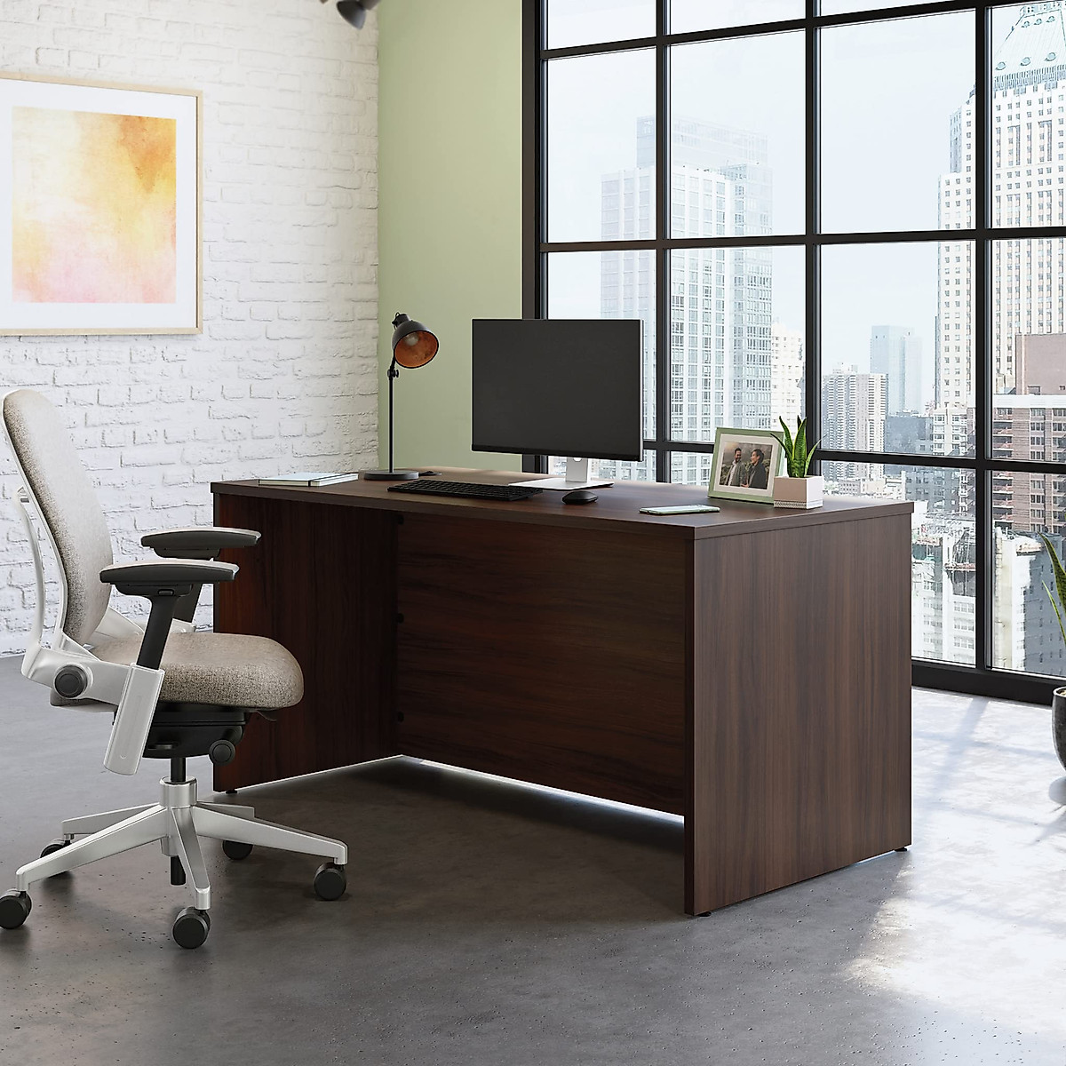 OfficeWorks by Sauder Affirm 60'' Desk Shell, L: 59.06'' x W: 29.53'' x H: 29.29'', Noble Elm