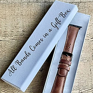 HARDISTON Cuff Watch Band Compatible with Apple 40mm for men & women, Handmade Genuine Leather, Compatible with iWatch Series 7 6 5 4 3 2 1 SE, Wrist Bracelet Arm Band, Medium/Band-Black