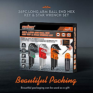 HORUSDY Allen Wrenches Sets | 35-Piece Hex Key Set | SAE and Metric Allen Key Set | Allen Wrench | Ball End Hex | Torx Key | Chrome Vanadium Steel