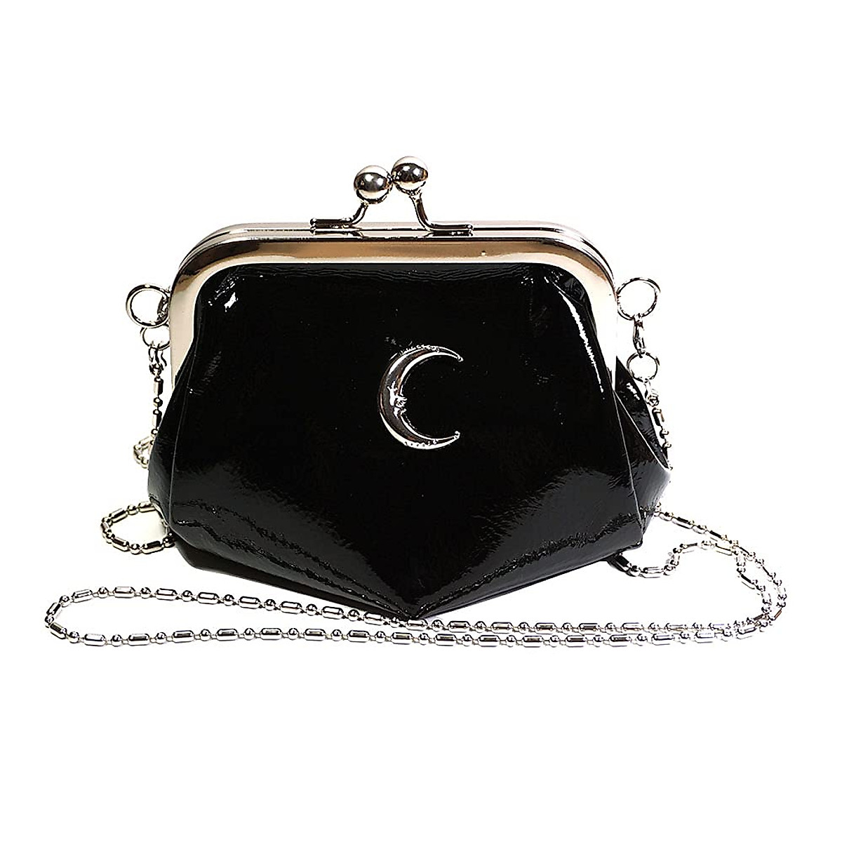 Nite closet Cute Gothic Purse Crossbody Moon Lolita PU Shoulder Bag (Black)