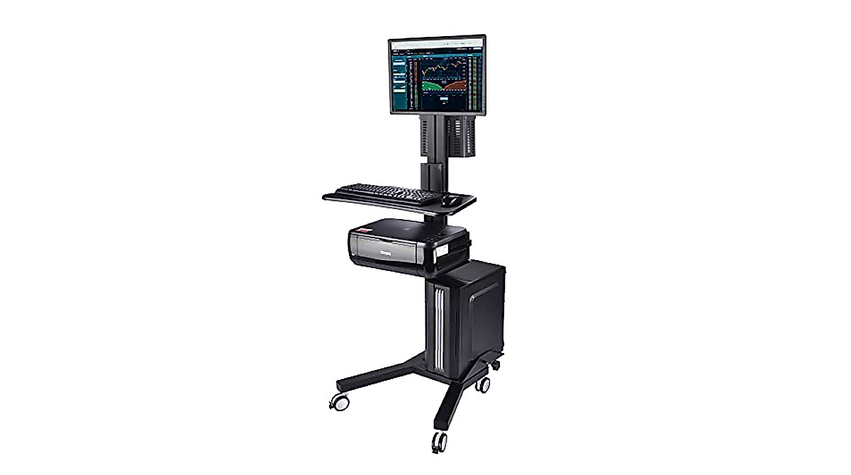 AW Mobile Standing Workstation - Rolling PC Cart
