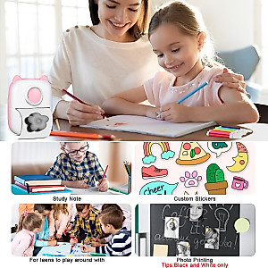 Mini Portable Printer - Pocket Thermal Printer with 13 Roll Papers, Bluetooth Wireless Smart Printer for Photos, Office Receipts,QR Codes,Labels,Notes Printing Compatible with iOS Android Phone Pink