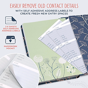 Boxclever Press Small Address Book with Over 400 Spaces! Hardcover Address Book with Alphabetical Tabs, Pocket & Change of Address Labels. Stunning Address Books - 8 x 5''