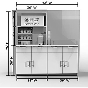 Breaktime Coffee Break Lunch Room Furniture Buffet Model 4342 3 Piece Group Color Espresso - Factory Assembled (NOT RTA) Furniture Items ONLY.