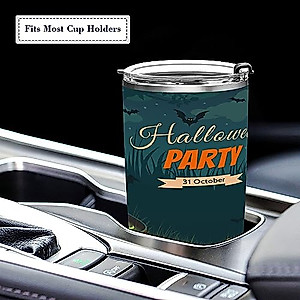 Jihqo Happy Halloween Theme Tumbler with Lid and Straw, Insulated Stainless Steel Tumbler Cup, Double Walled Travel Coffee Mug Thermal Vacuum Cups for Hot & Cold Drinks 20oz