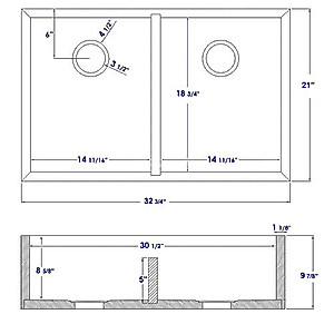 ALFI brand AB3321 33-Inch Double Bowl Bamboo Kitchen Farm Sink