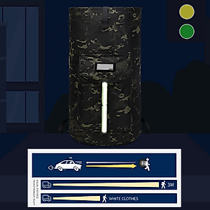 SUOVOCK laundry bag backpack, extra-large heavy duty laundry bags, laundry backpack for college students,Designed with reflective strips and ID Patches（Black CP）