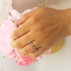 Dazzlingrock Collection 1.00 Carat (Ctw) 14K Round White & Black Diamond Eternity Wedding Band 1 CT, White Gold, Size 6.5