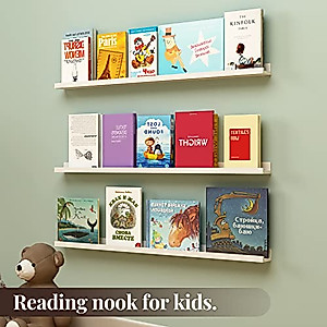 LAPTAIN 36 Inch Floating Shelves Wall Mounted Wall Shelves Set of 3,White Large Picture Ledge Shelf for Bedroom Living Room Bathroom Kitchen Nursery