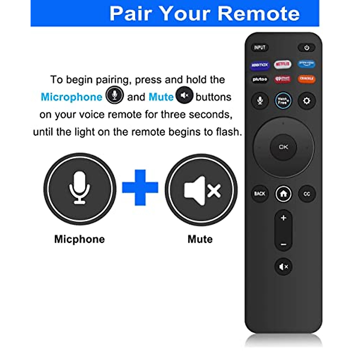 Voice Remote for Vizio Smart TV, XRT260 Remote Replacement for All Vizio LED LCD HD 4K UHD HDR Smart TVs with Shortcut Keys HBO Max, Netflix, Prime Video, Pluto, iHeart Radio, Crackle, Watchfree