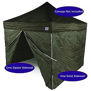 Impact Canopy 10-Foot Canopy Tent Wall Set, 1 Solid Sidewall and 1 Middle Zipper Sidewall Only, Black