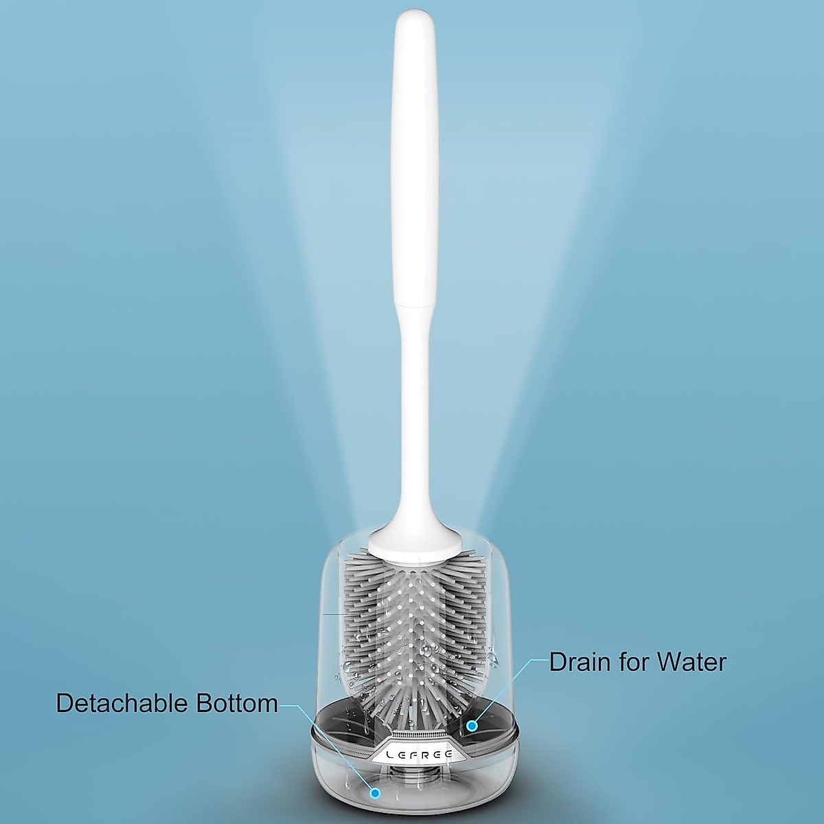 Lefree 2 Pack Silicone Toilet Brush,Homemod Toilet Bowl Brush and Holder Set with Ventilated Holder, Toilet Cleaner Brush for Bathroom,Floor Standing & Wall Mounted Toilet Scrubber Without Drilling