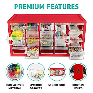 Kraftic Arts and Crafts Supplies Set for Kids Ages 4-8, Giftable Craft Organizer Box with 2000+ Pcs DIY Art Supplies for Toddlers, School Projects, and Homeschool - Red