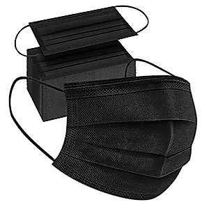 100 Pack Disposable Face Masks with Elastic Ear Loop 3 Ply Breathable and Comfortable for Air Pollution (Blue)