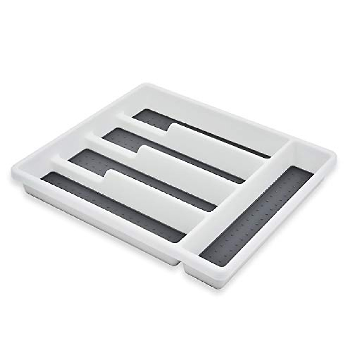 HaWare Silverware Tray for Drawer with Five Sections, Flatware Organizer/Cutlery Holder with Soft Grip Lining and Non-slip Rubber Feet, Multi-Purpose Storage for Kitchen, Office, Bathroom Supplies