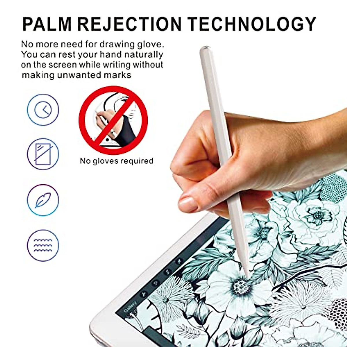 iPad Air Pencil with Palm Rejection, PERMARK Stylus Pen Compatible with (2018-2024) Apple iPad Pro (11/12.9/13 Inch),iPad Air 3rd/4th/5th/6th Gen,iPad 6/7/8/9/10th Gen,iPad Mini 5/6th Gen (White)