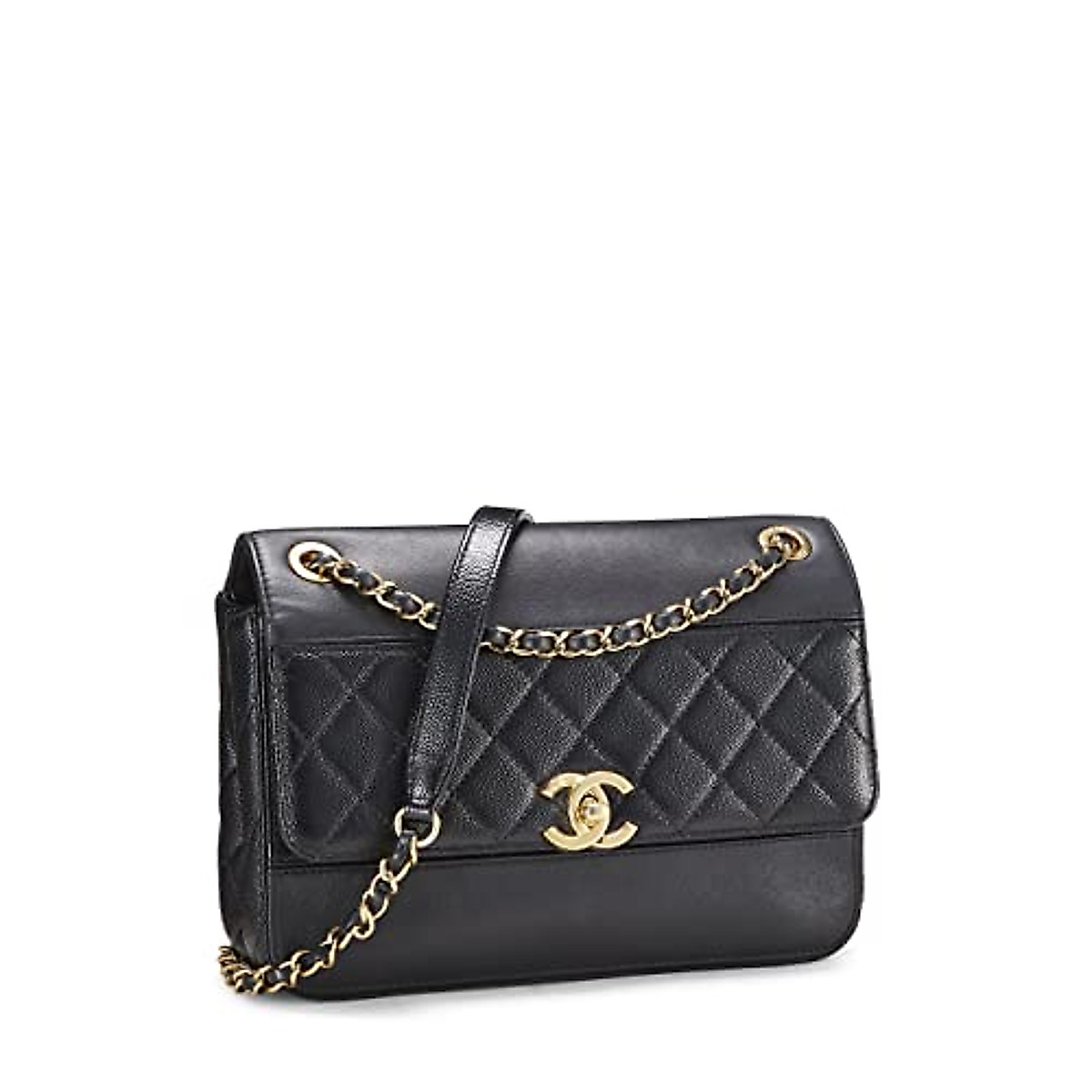 CHANEL, Pre-Loved Black Quilted Caviar Shoulder Bag, Black