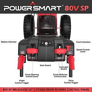 PowerSmart 24-Inch Self-Propelled Cordless Snow Blower Included Battery and Charger, 80-Volt, 2-Stage Snow Thrower with Steel Auger