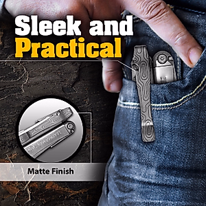 Donk! Pocket Clip for Leatherman Wave, Wave Plus+, Surge & Charge AL, ALX, Ti, XTi - Titanium TC4 - Custom Designs - Quick Release - Extra Carry Options 'Norwegian Wood’