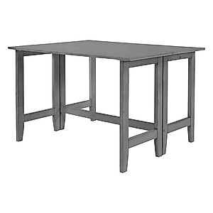 LUMISOL Farmhouse Drop Leaf Folding Dining Table, Space Saving Flip Top Dining Kitchen Table for 4, Solid Wood Extendable Dining Room Table for Small Space, from 18" to 36" (Gray)