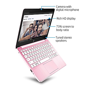 HP 2021 Stream 11.6-inch HD Laptop PC, Intel Celeron N4020, 4 GB RAM, 64 GB eMMC, WiFi 5, Webcam, HDMI, Windows 10 S with Office 365 Personal for 1 Year + Fairywren Card (Rose Pink)