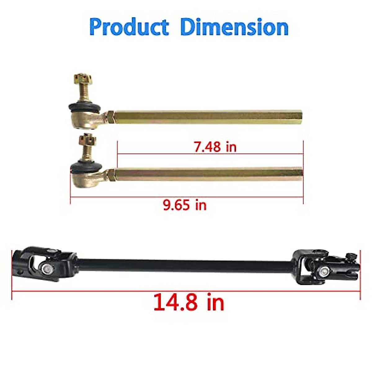 labwork 300mm Steering Wheel Steel Kit 320mm Gear Rack Pinion Adjustable Shaft Set Replacement for 110cc Go Kart