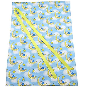 VZWraps Sleepy Bears Reusable Fabric Gift Bag for Baby Shower or Child's Birthday (Large 20 Inches Wide by 27 Inches High)