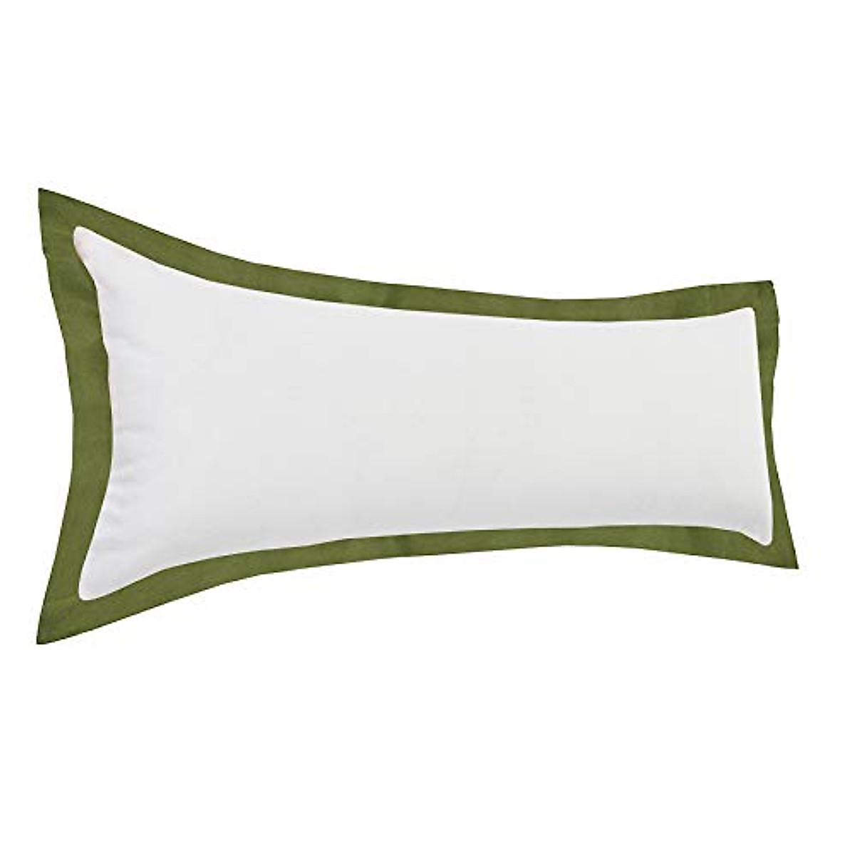 LR Home Flora Empire Bordered Lumbar Throw Pillow, 14" x 36", White/Calla Green/Moss Green