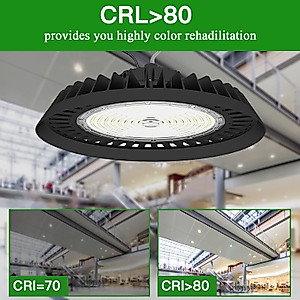 OSTEK 2Pack UFO led high Bay Light 240W, 0-10V Dimmable High Bay LED Lighting Fixture, 5000K, US Hook 5' Cable Barn Workshop Bay Lighting for Garage/Commercial Warehouse/Wet Location (240)