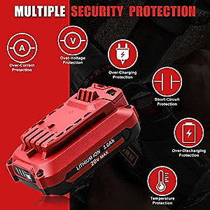 2 Pack 20V 3.0Ah Replacement for Craftsman V20 Lithium Ion Battery, Compatible with  Craftsman 20V MAX CMCB205 CMCB204 CMCB206 CMCB202 CMCB201 20 Volt Cordless Power Tools