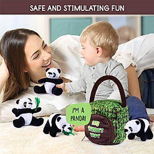 My Talking Plush Panda’s Hut Plush Toy Set | Includes 4 Talking Soft Plush Pandas | with A Plush Panda Hut Shaped Carrier | Great Gift for Baby and Toddler Boys or Girls