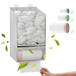 2 in 1 Plastic Bag Holder, Extra Large Grocery Bag Holder, Wall Mount Trash Bag Dispenser Roll Holder, Bag Saver, Garbage Bag Holder Organizer for Home Kitchen Mom Wife Gifts