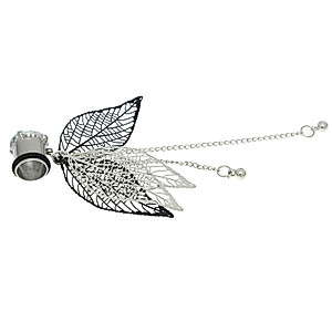 Cubic Zirconia Stainless Steel Dangle Silver Black Leaves Ear Tunnels Gauge Piercing Plugs Stretcher with O-ring 4g 5mm