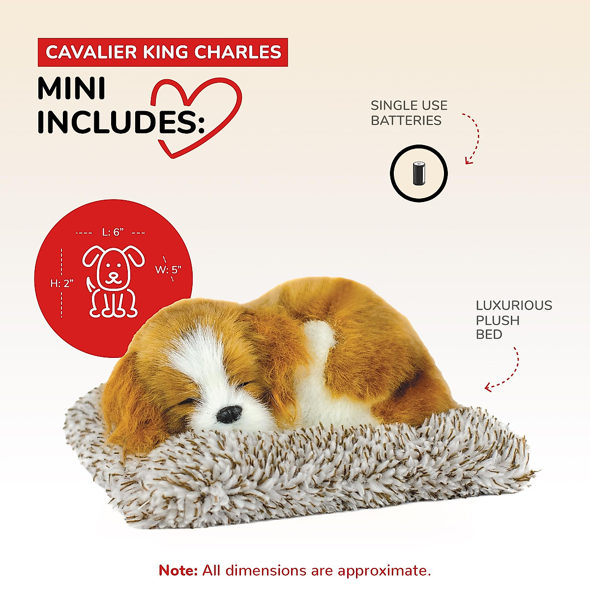 Perfect Petzzz Mini Cavalier King Charles, Realistic Battery-Operated Dog Toy, Calming Companion for Kids & Elderly