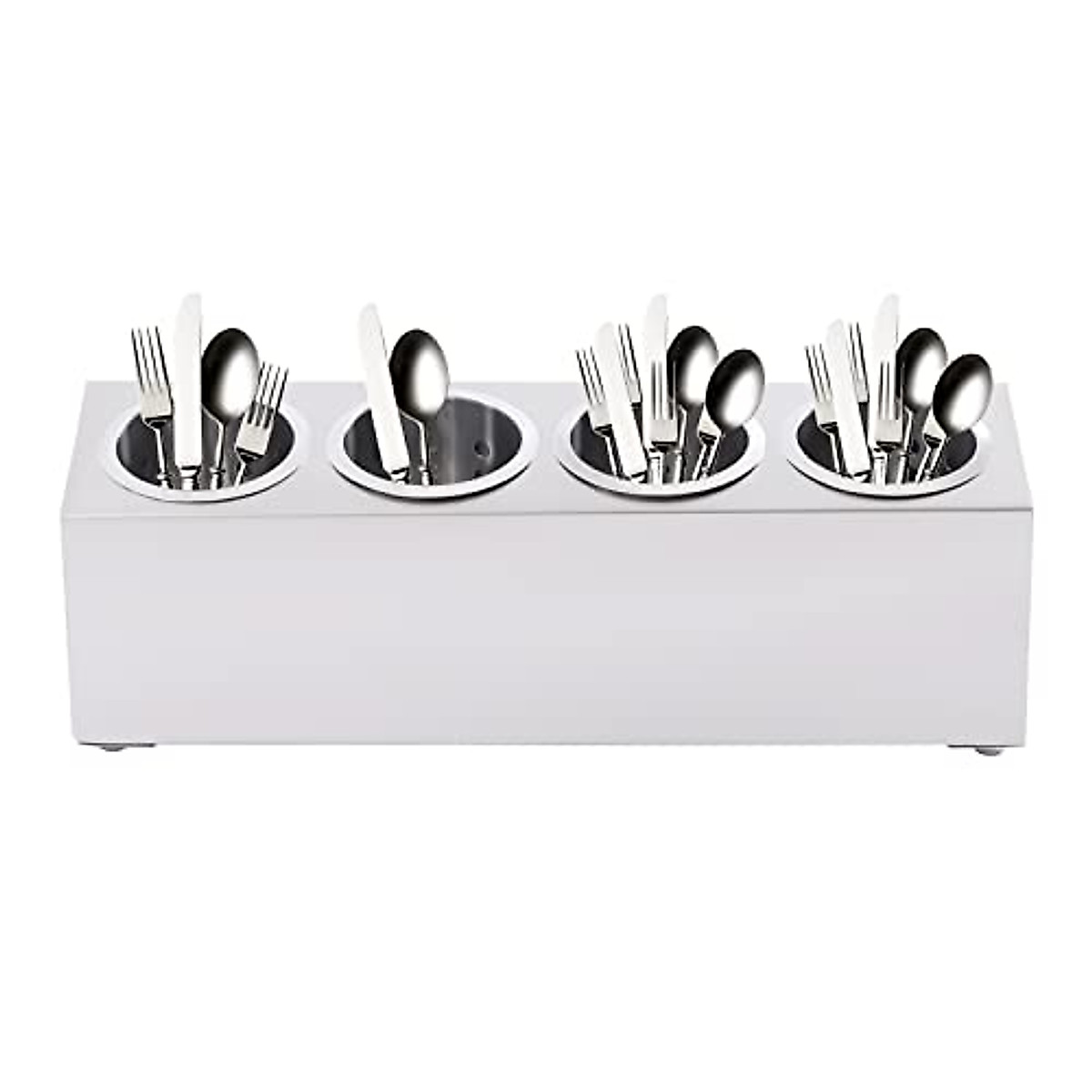 DNYSYSJ Silverware Organizer,4-Holes Flatware Organizers Stainless Steel Cylinder Flatware Silverware Utensil Holder Organizer Caddy,for Kitchen,Shops, Restaurants,Hotels,Drying Rack for Silverware