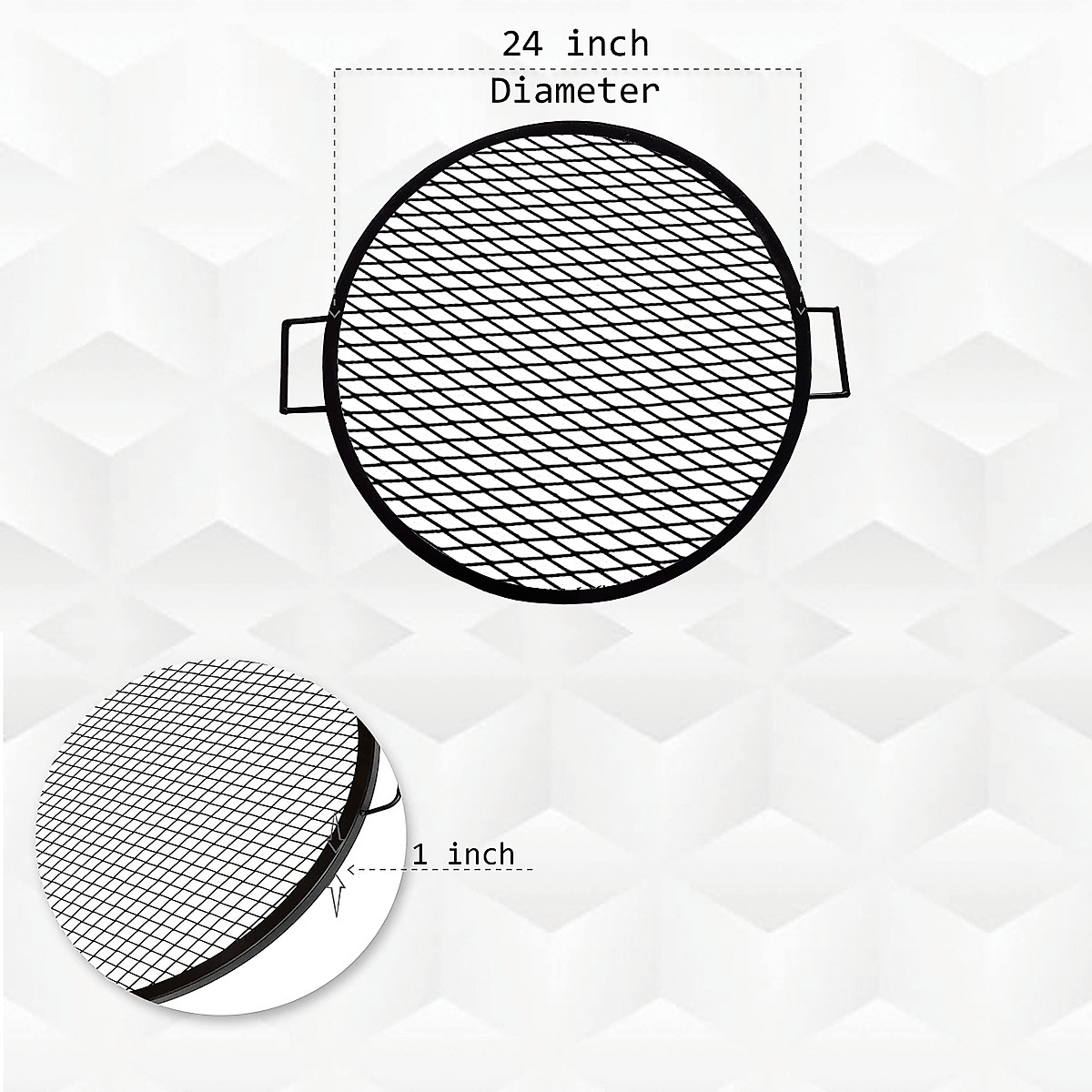 SIMOND STORE 24" Round Cooking Grate X Marks Heavy-Duty Steel Round Fire Pit Grill