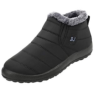 Scurtain Womens Comfort Snow Boots Non-slip Winter Booties Black 6.5 Women/6 Men