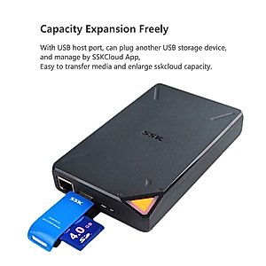 SSK 1TB Personal Cloud External Wireless Hard Drive Portable NAS Storage with WiFi Hotspot for Travel, Support Auto Backup Connect SD Card Reader Share Data for iPhone iPad Tablet Laptop