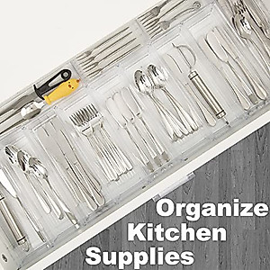 Kutesna 24 PCS Plastic Clear Drawer Organizer,Makeup Organizer Desk Drawer Organizers for Bathroom, Kitchen, Dresser, Closet