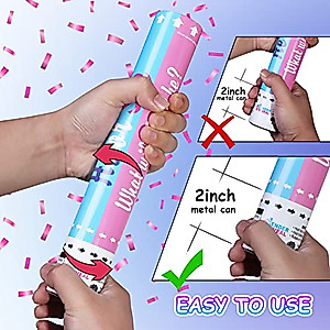 Tamodan Gender Reveal Confetti Powder Cannon，Set of 4 Gender Reveal Powder Cannon (2 Blue +2 Pink) – Gender Reveal Confetti Powder Cannon Ideal for Pregnancy Announcement
