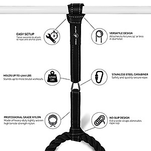 Eclipse Fitness Battle Rope Anchor Strap Kit | Heavy Duty Reinforced Nylon | Easy and Fast Setup | Stops Rope Damage | Stainless Steel Carabiner | Includes Exercise Guide