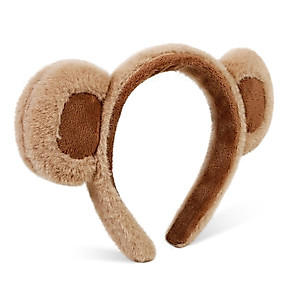 Bear Ears Headbands for Adults - Cute Brown Bear Costume Ears for Women's Halloween Festival Party Hair Accessories